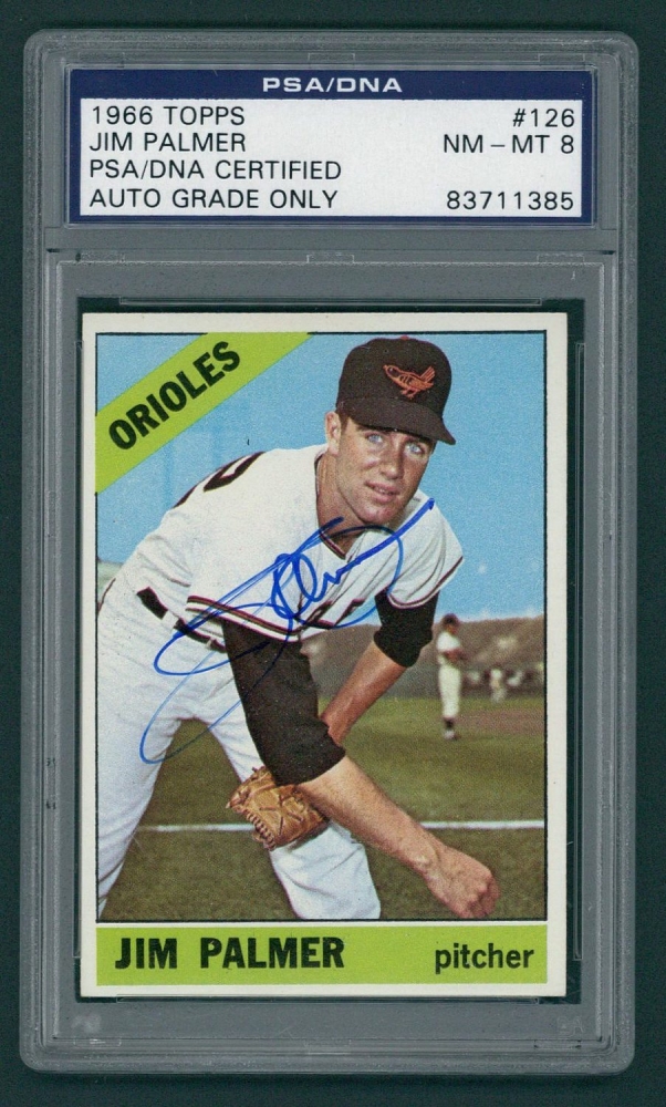 Jim Palmer Signed Orioles 1966 Topps #126 Rookie Card (PSA 8) at ...